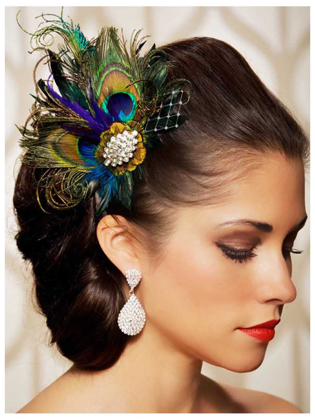 Amazon.com : Yokawe Peacock Feather Hair Clip Peacock Fascinator with ...