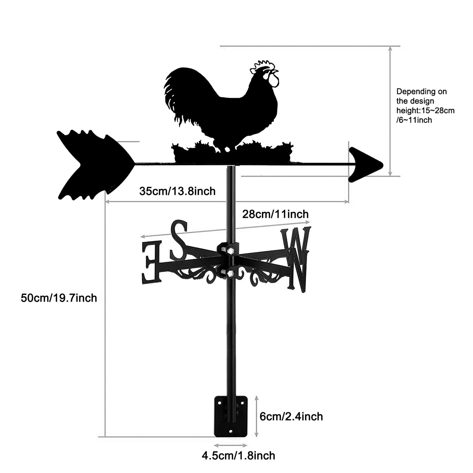 Weather Vanes Exquisite Farmhouse Chickens Weather Vane Metal ...