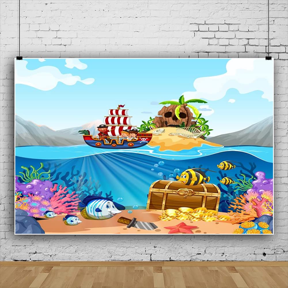 Emergency Kit Pirate Treasure Chest Backdrop 7x5ft - Adventure ...