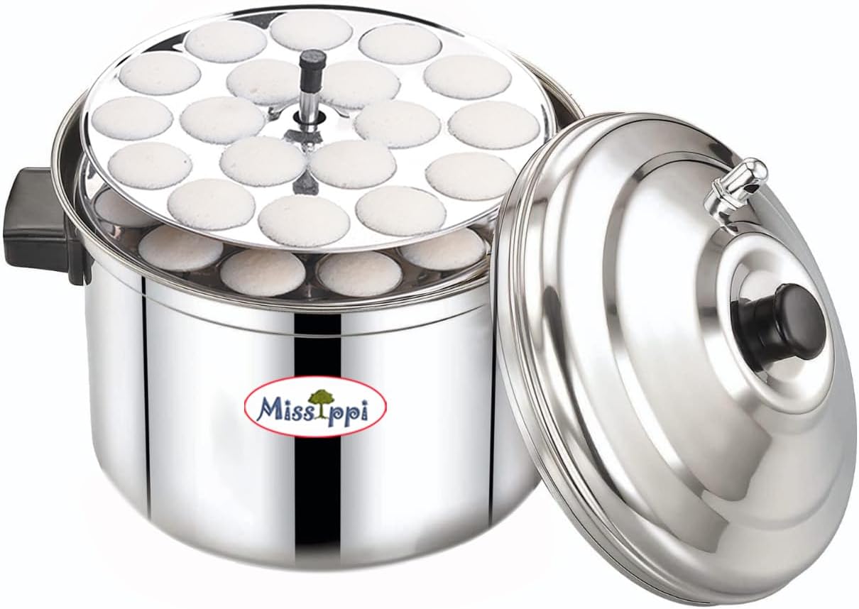 SUN1-Stainless Steel Idli Cooker Set with 3 mini idli plates with stand ...