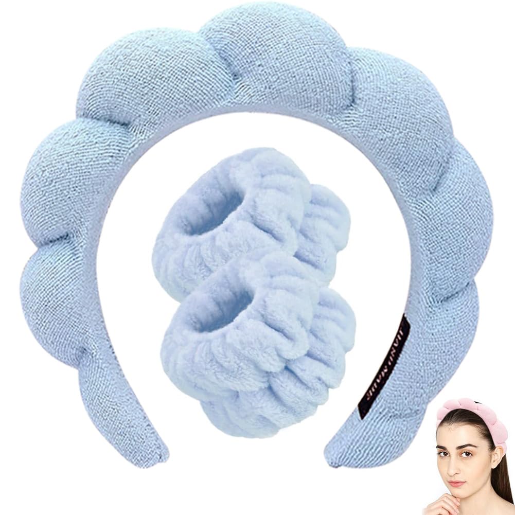 Amazon.com : Skincare Headband Set with Wristbands - Face Washing, Spa ...