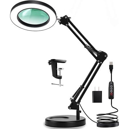 LED Magnifying Desk Lamp 20X Magnifier Light White Glass Super Bright ...