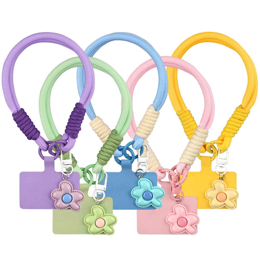 Amazon.com: 5 Pcs Pendant Flower Cute Keychain Wristlet Cell Phone ...
