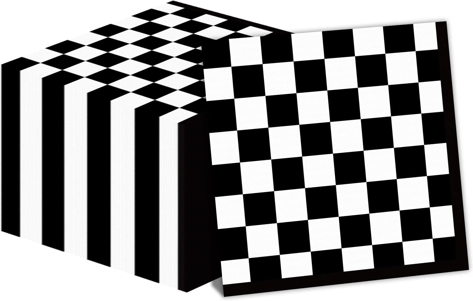 Amazon.com: 100 Pack Black and White Checkered Flag Party Napkins ...