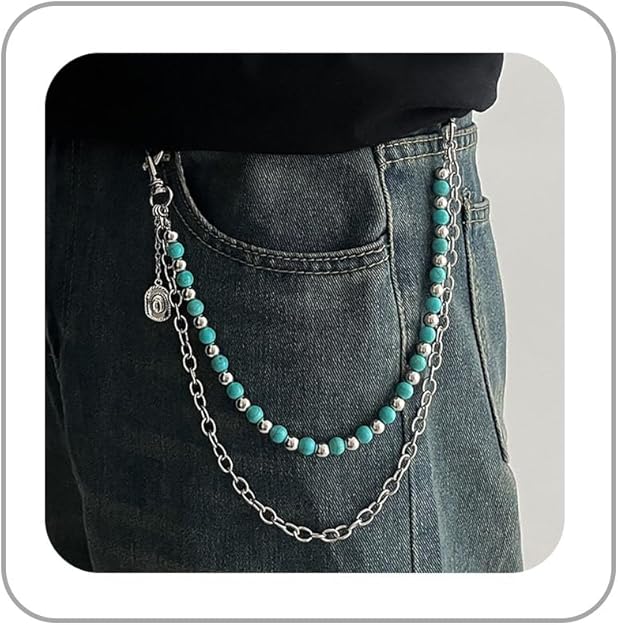 Amazon.com: LKingel Western Pants Chains for Men Women Turquoise Wallet ...