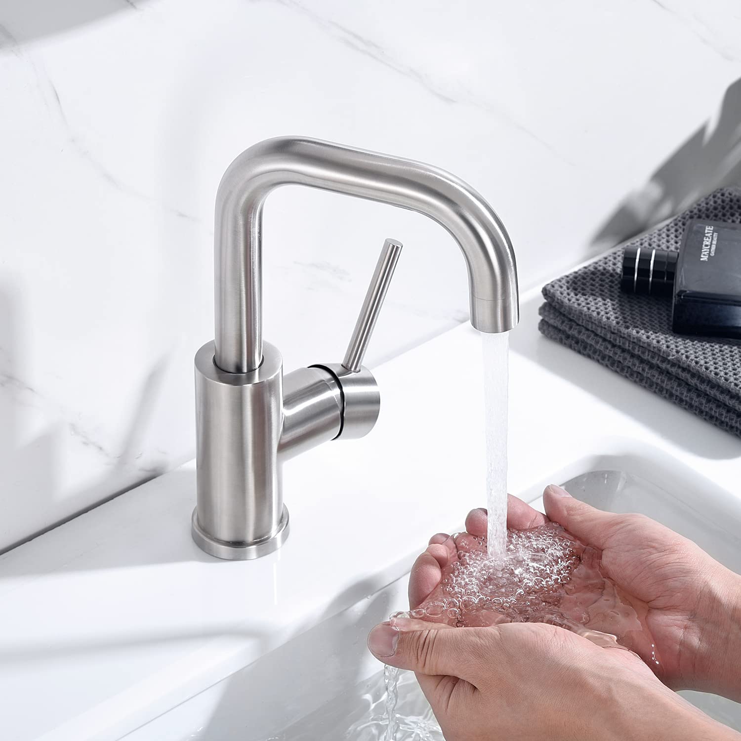 Wasserhahn Bad, Waschtischarmatur，Waschbecken Armaturen Hoch Auslauf ...