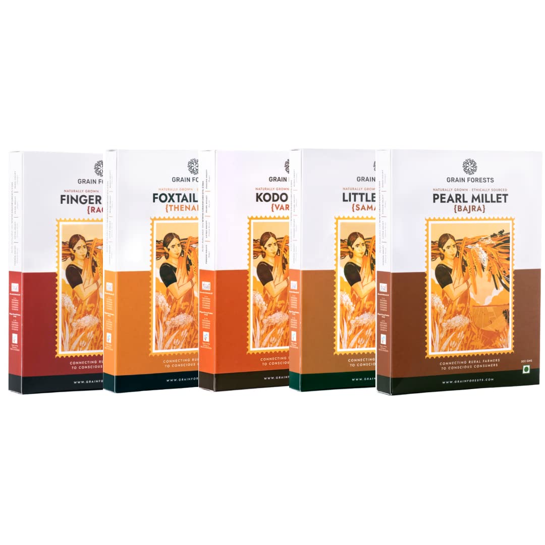 Buy Grain Forests Organic Millets Combo | Organic Millet Mix Pack Of 5 ...