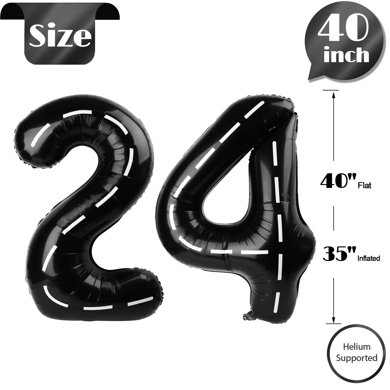 Snapklik.com : Race Car Number 24 Balloon 40 Inch, Black 24 Number ...