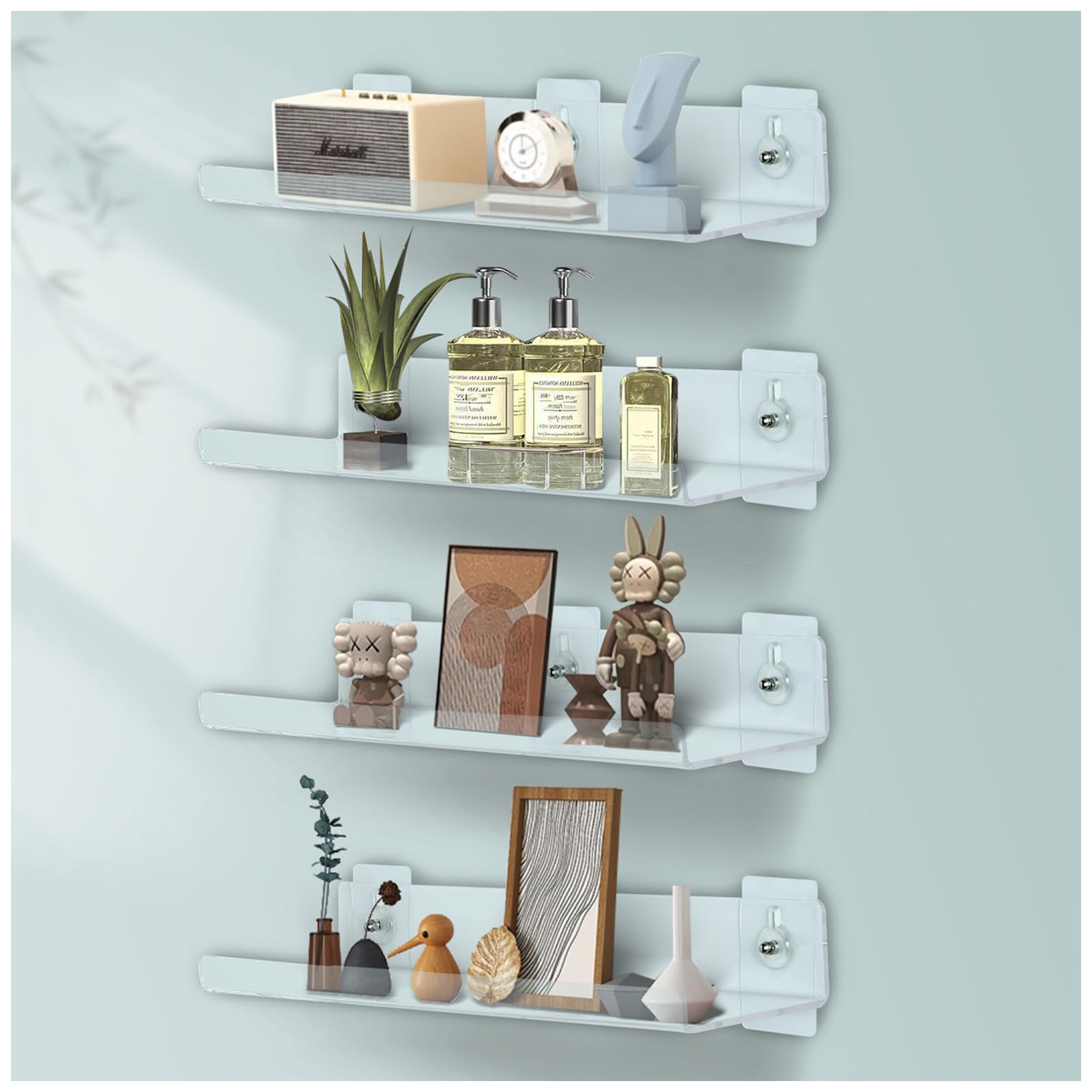 Floating Acrylic Shelves, Acrylic Wall Shelf, 15X4.3 Inch Clear Shelves ...