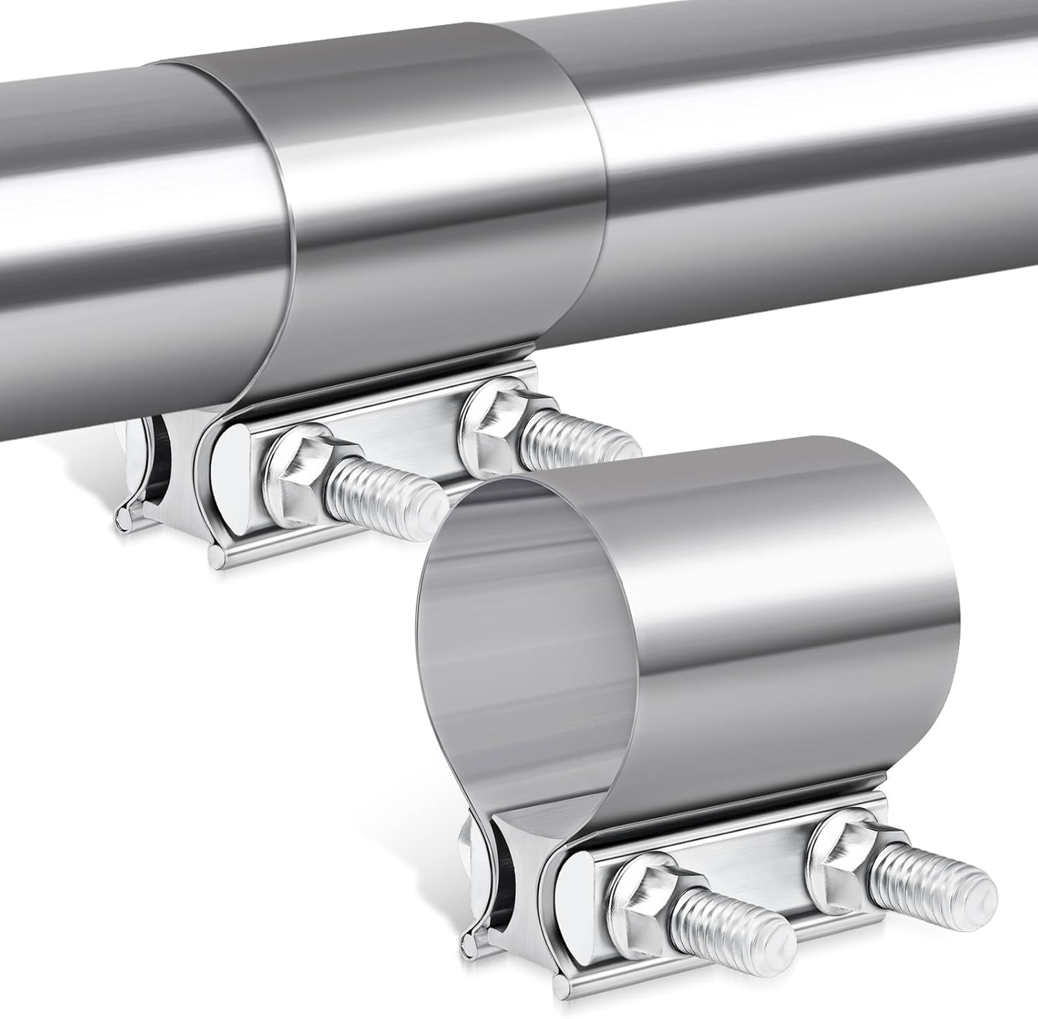 Amazon.com: 2.5 Inch Exhaust Clamp, 2 1/2" Butt Joint Band Clamp Sleeve ...