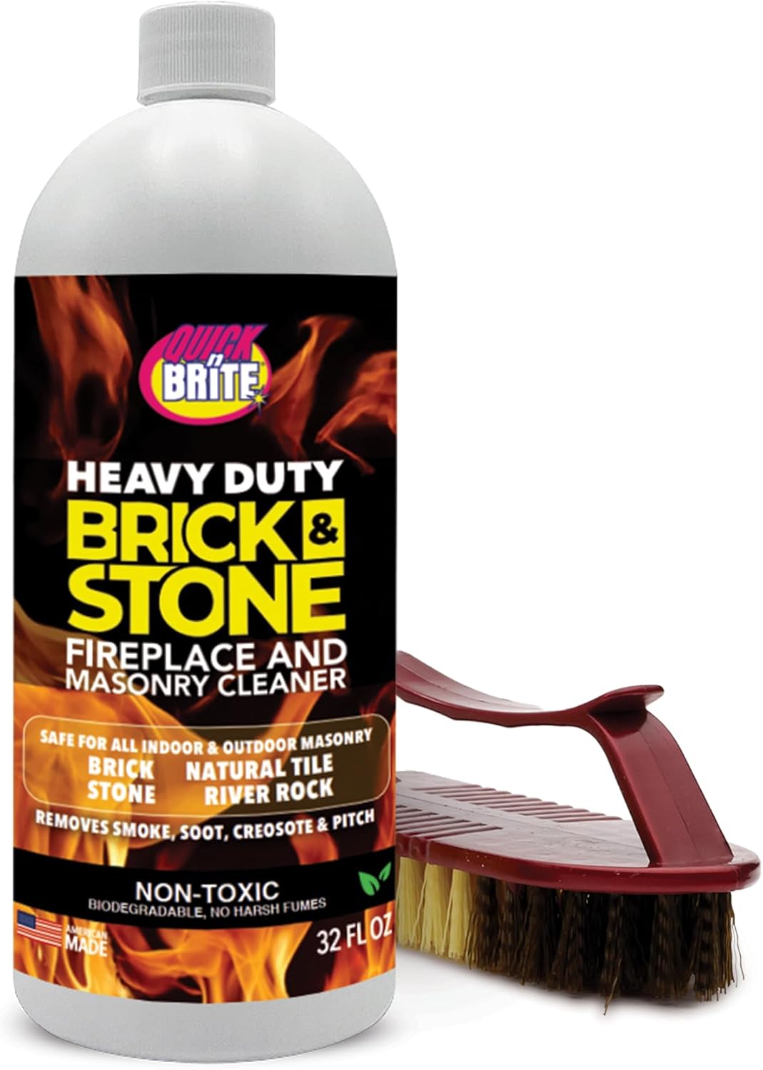 Amazon.com: Quick'n Brite Fireplace Brick and Stone Cleaner 32oz with ...