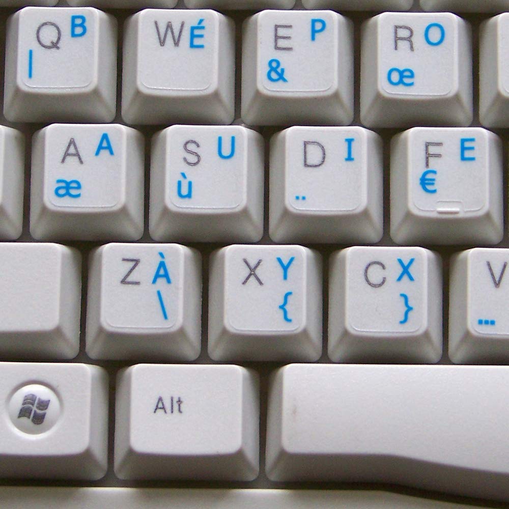 Buy French BEPO Keyboard Labels Layout with Blue Lettering Transparent ...