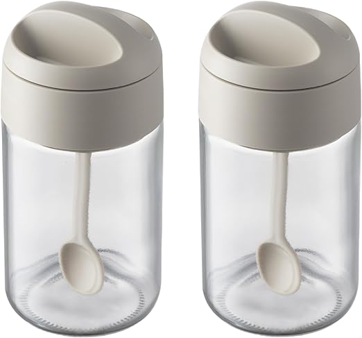 Amazon.com: Sugar and Salt Container Set,Glass spice jars with Spoon,8. ...