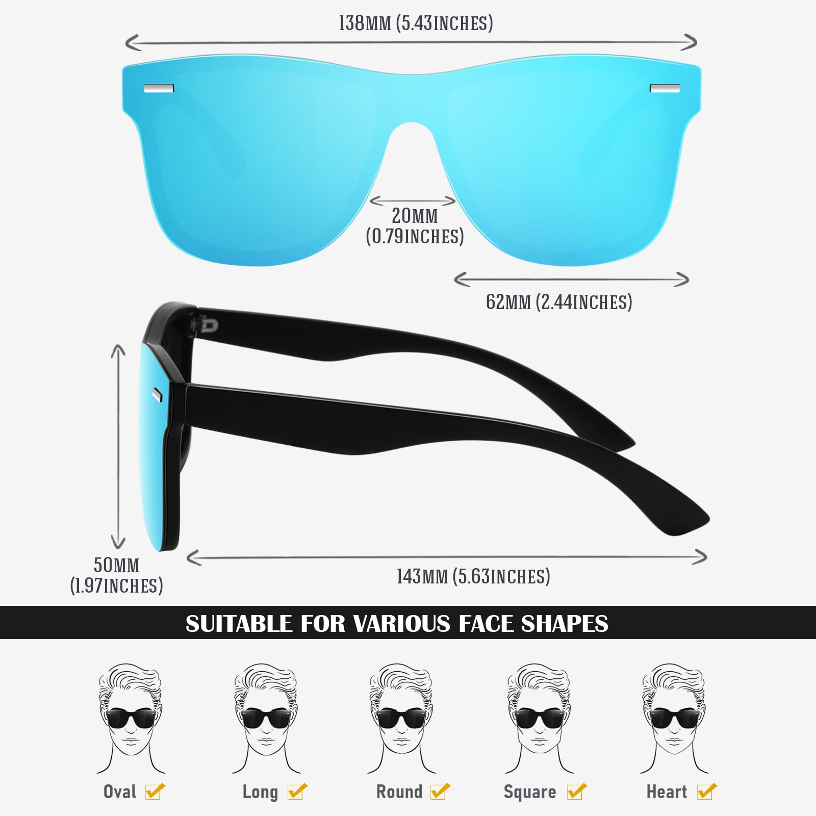 Snapklik.com : LINVO Trendy Polarized Mirrored Sunglasses Men Womens