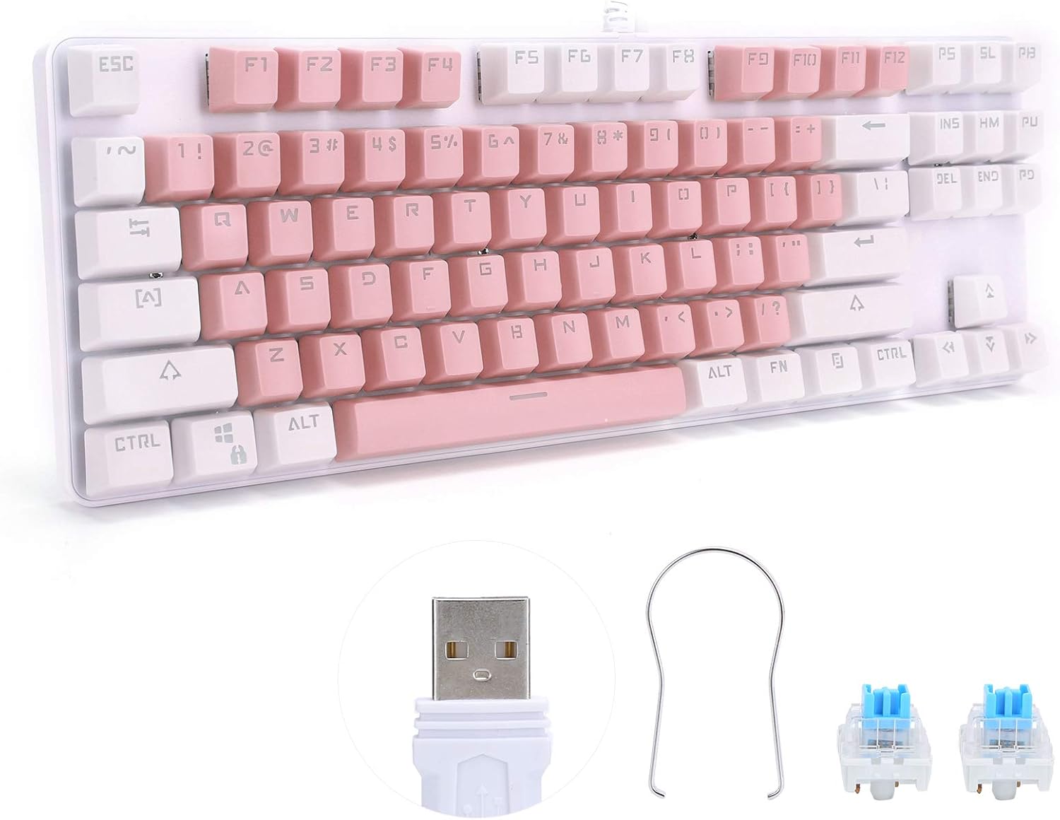 Amazon.com: Yunseity Mechanical Gaming Keyboard,USB Wired Floating ...