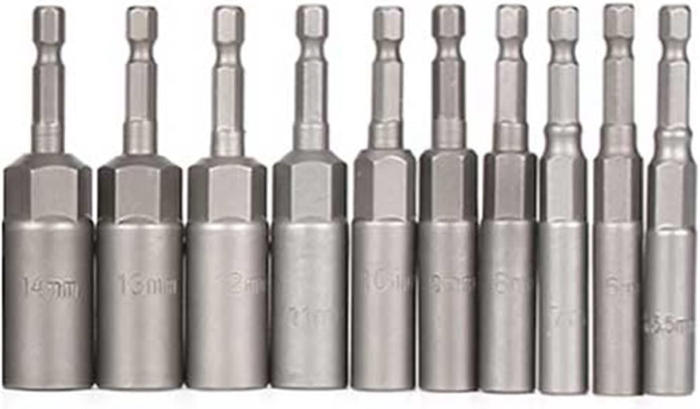 MSEURO 10Pc 1/4 Inch Wrench Hex Bit Socket Set Deep Long 1/2 Inch ...