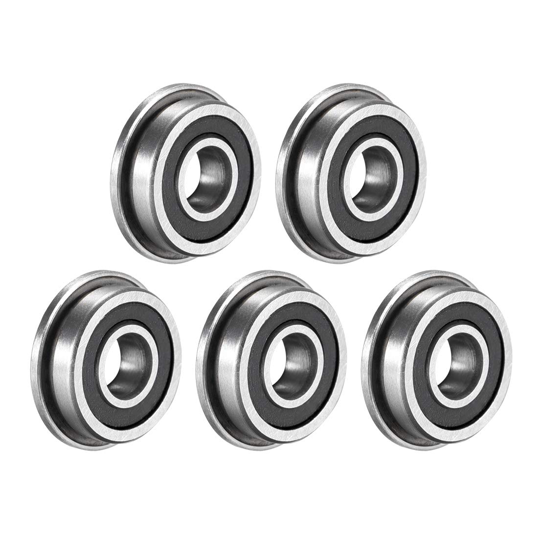 uxcell F695-2RS Flanged Ball Bearing 5x13x4mm Double Sealed (GCr15 ...