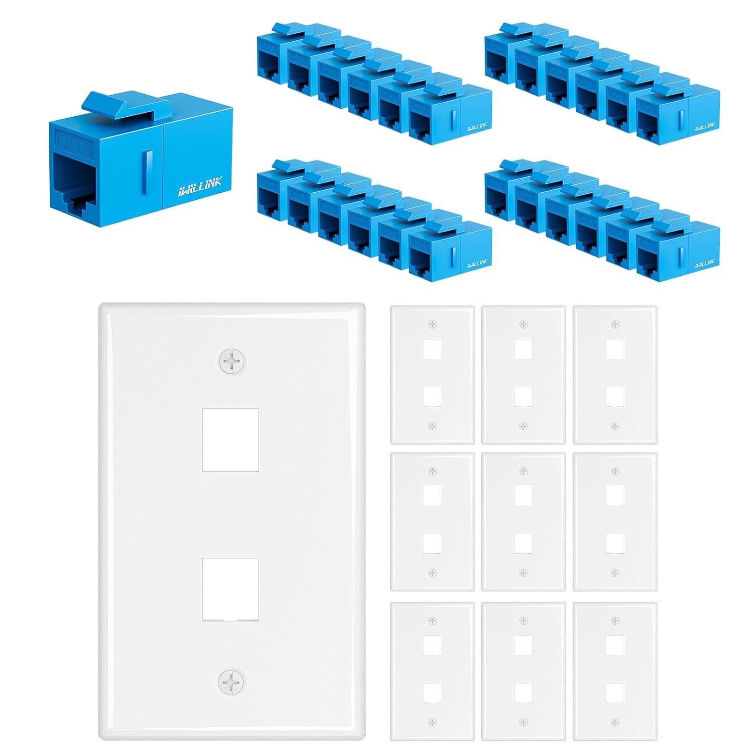 Amazon.com: iwillink RJ45 Cat6 Keystone Coupler 25-Pack and 2 Port ...