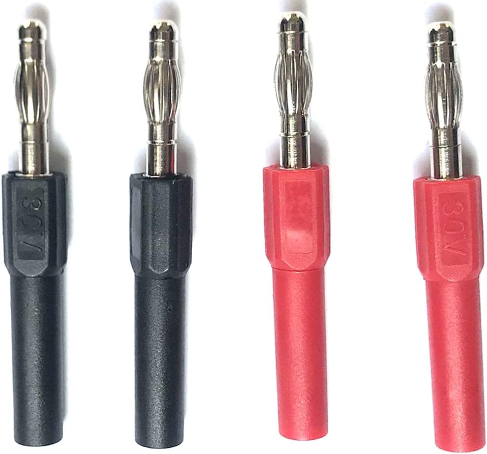 4mm Banana Male Pluge to 2mm Female Socket Probe Connectors Black + Red ...