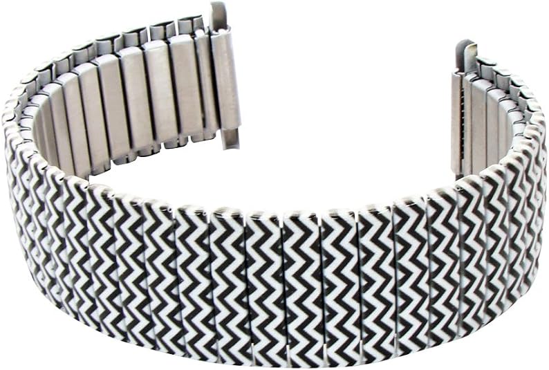 Amazon.com: 22mm Metal Expandable Black and White Wavy Pattern ...