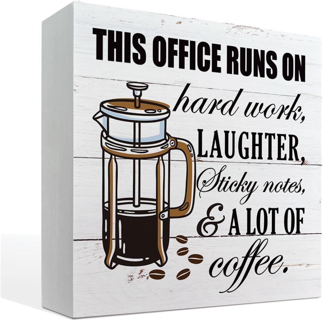 Amazon.com: Office Decor, Box Sign Tabletop Decor 5x5inch, Funny Office ...