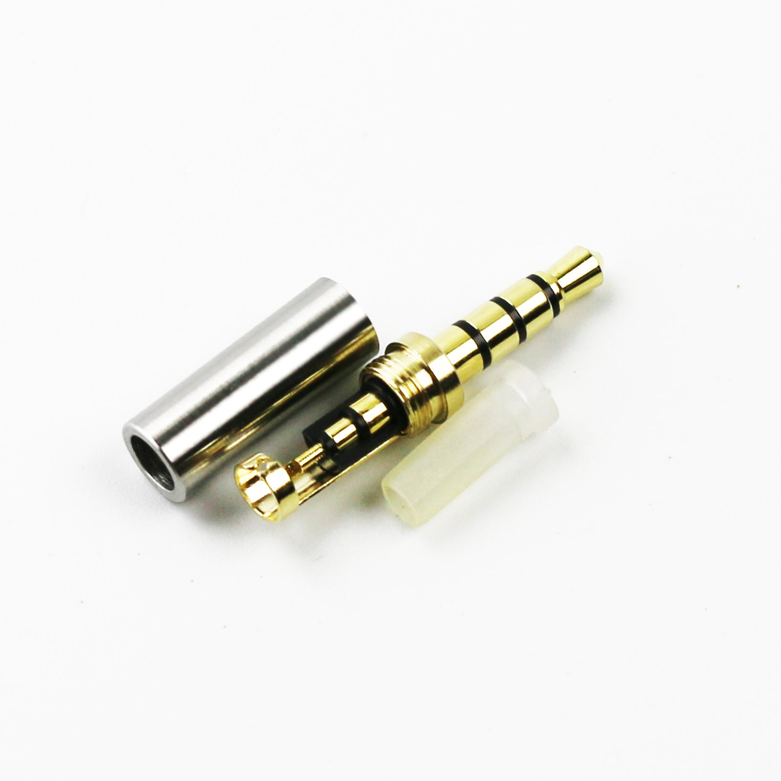 ABLET 2 Pack Gold 1/8" 3.5mm 4 Pole TRRS Male Repair Headphone Jack Plug Metal Audio Soldering ...