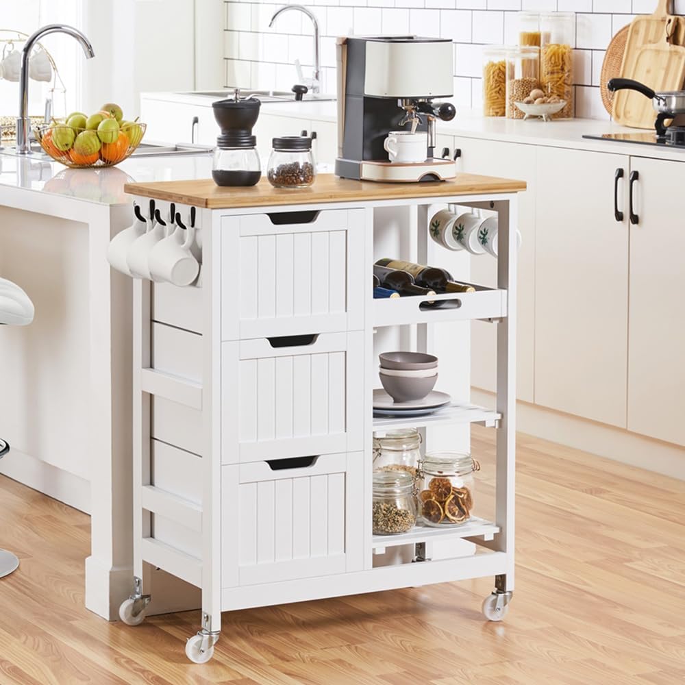 Amazon.com: Shintenchi Kitchen Island Cart with Storage,Rolling Kitchen ...