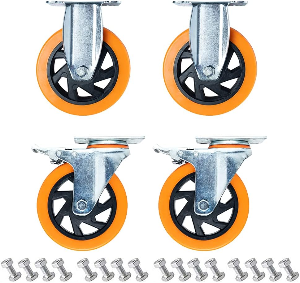 Amazon.com: Global Industrial 5" Rubber Caster Kit for Plastic Service ...