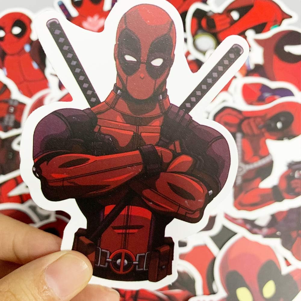 35 Pcs Red Cute Cartoon Deadpool Vinyl Waterproof Stickers for Laptop ...