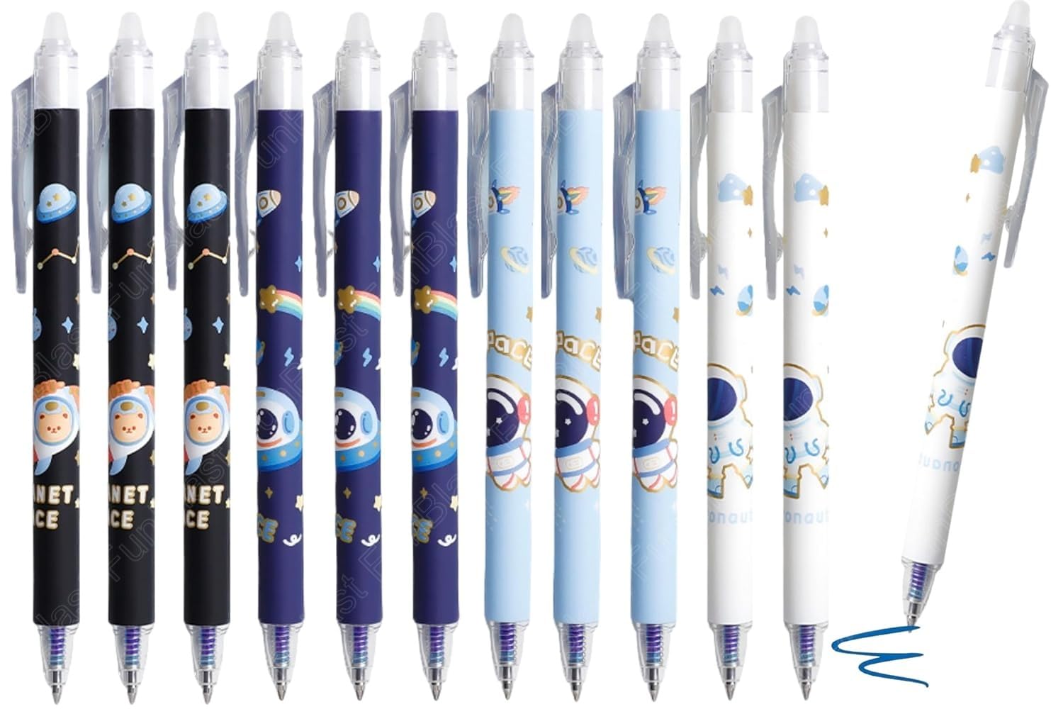 FunBlast Erasable Gel Pens – Pack of 12 Pcs Space Theme Gel Pen with 0 ...
