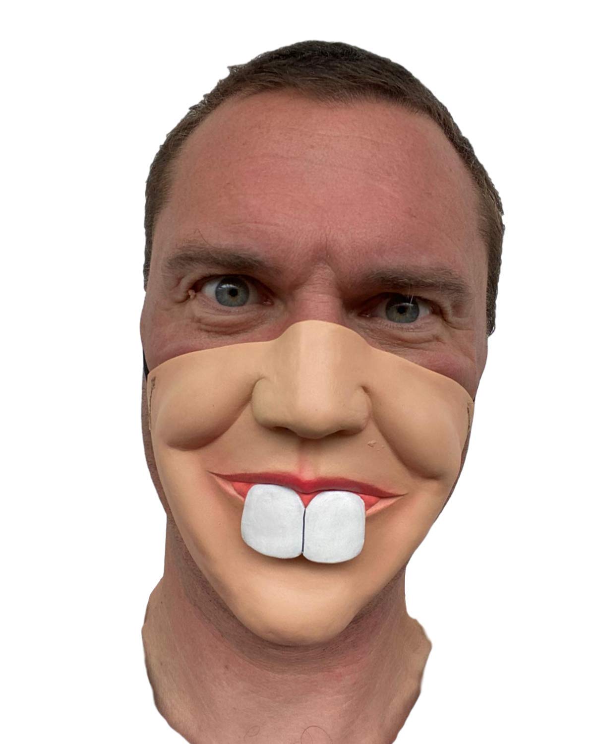 Rubber Johnnies Funny HALF Face Big Bucked Teeth Clown MASK Fancy Dress ...