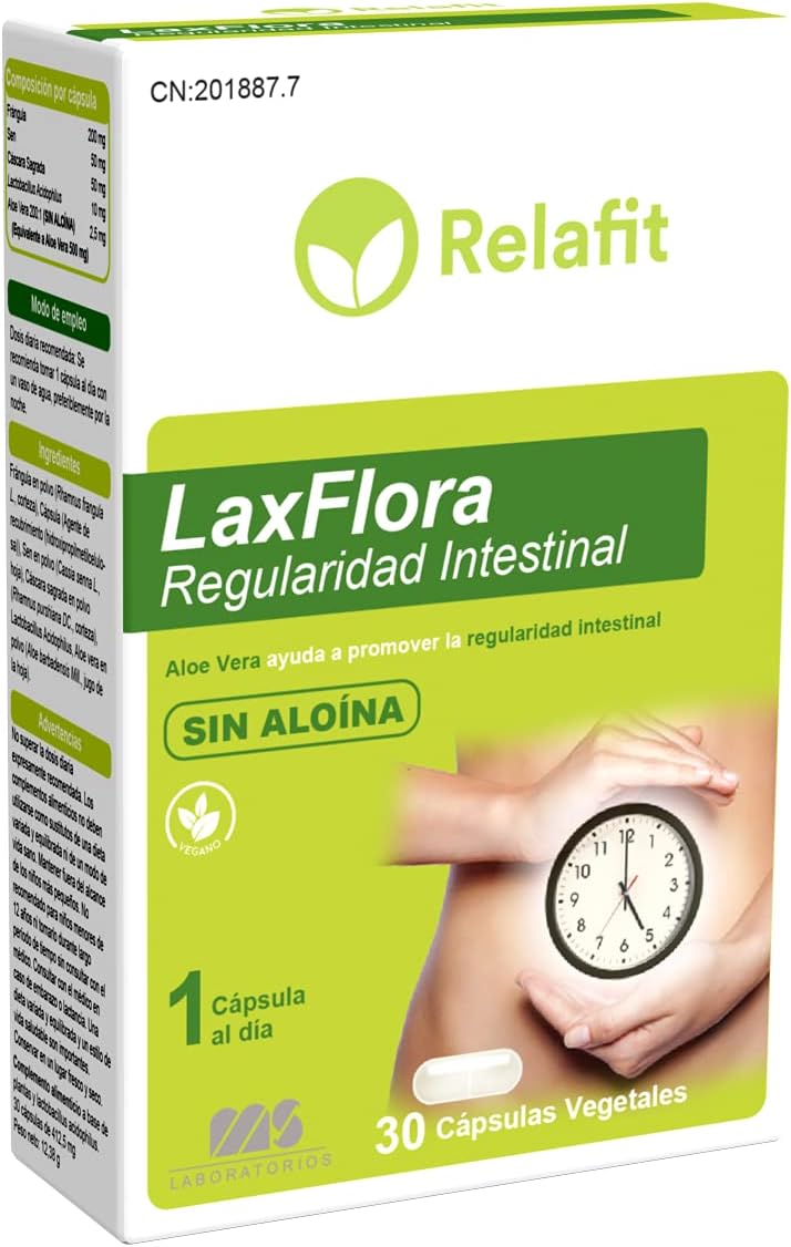 Laxflora – 30 Cápsulas | Relafit - Laboratorios MS | Suministro para 1 mes | Laxante con ...