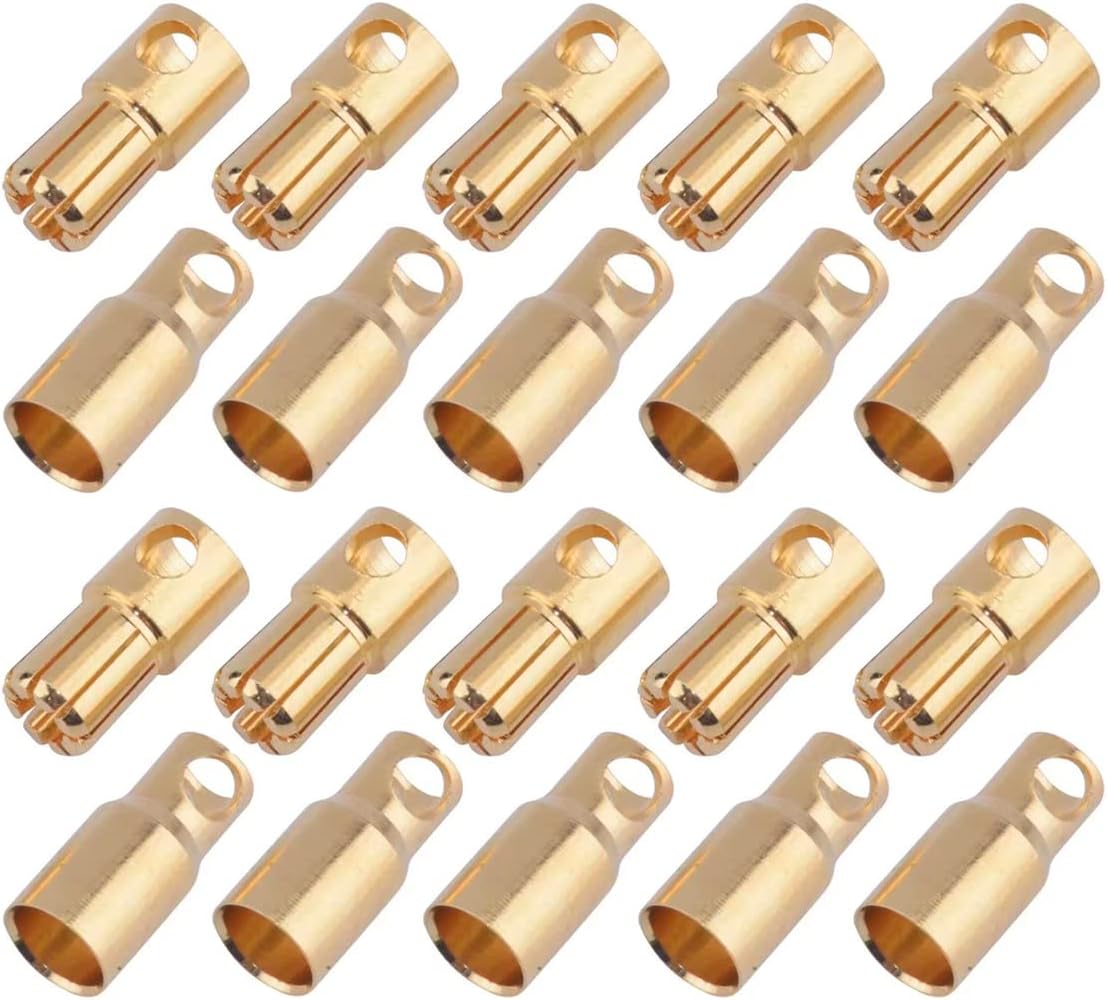 Amazon.com: Nuofany 10 Pairs Gold-Plated 6.0MM 6MM Banana Plug Bullet ...
