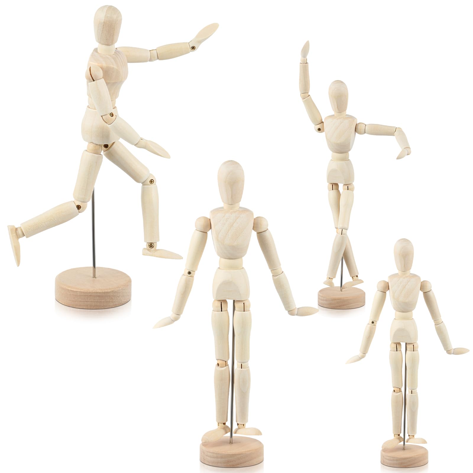 Snapklik.com : Hiboom 4 Pcs 8 & 12 Artists Wooden Manikin Wooden ...