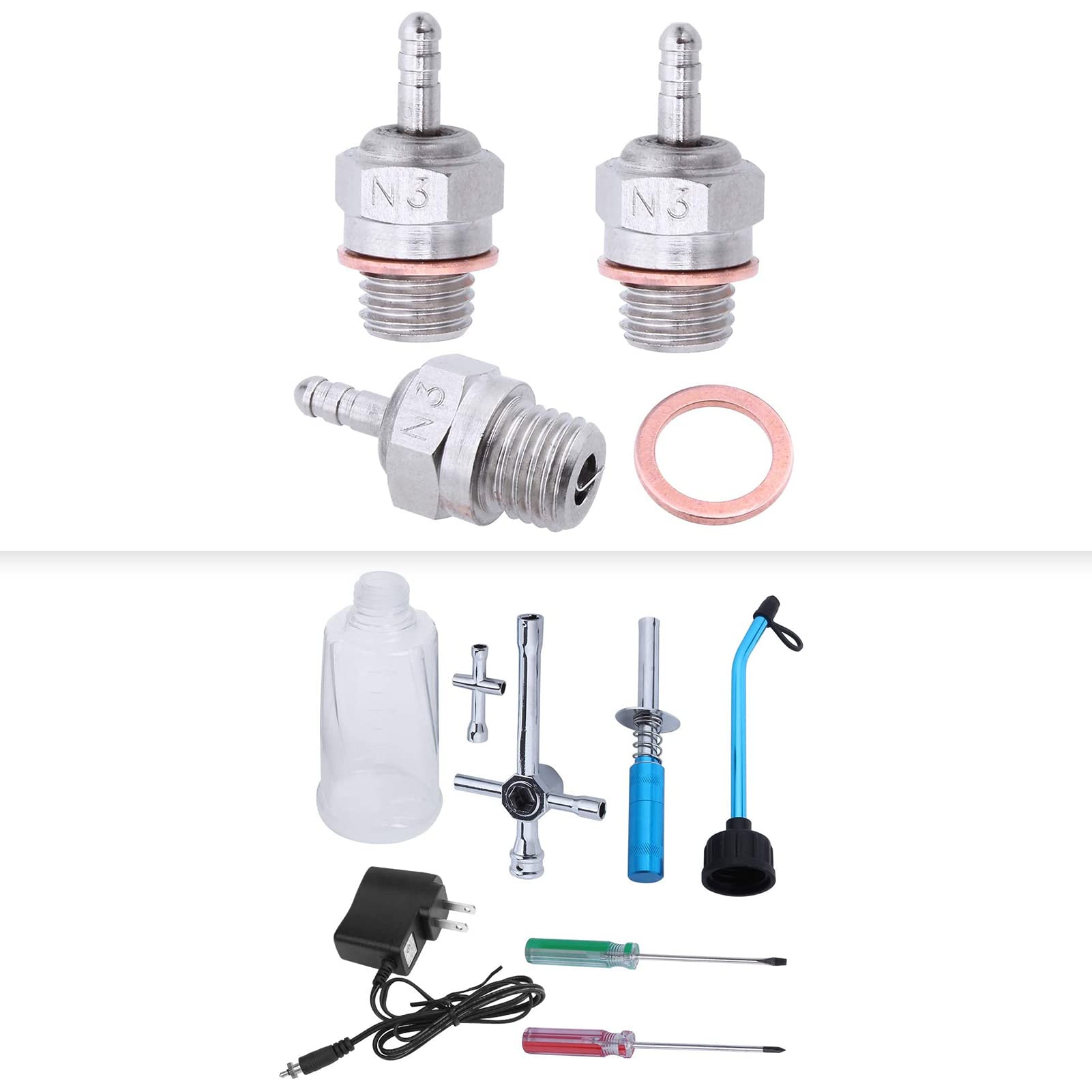 Amazon.com: HobbyPark RC Nitro Car Starter Kit & 3-Pack Glow Plugs No.3 ...