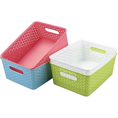 Amazon.com: Rinboat Mixed Color Rectangle Storage Baskets, Plastic ...