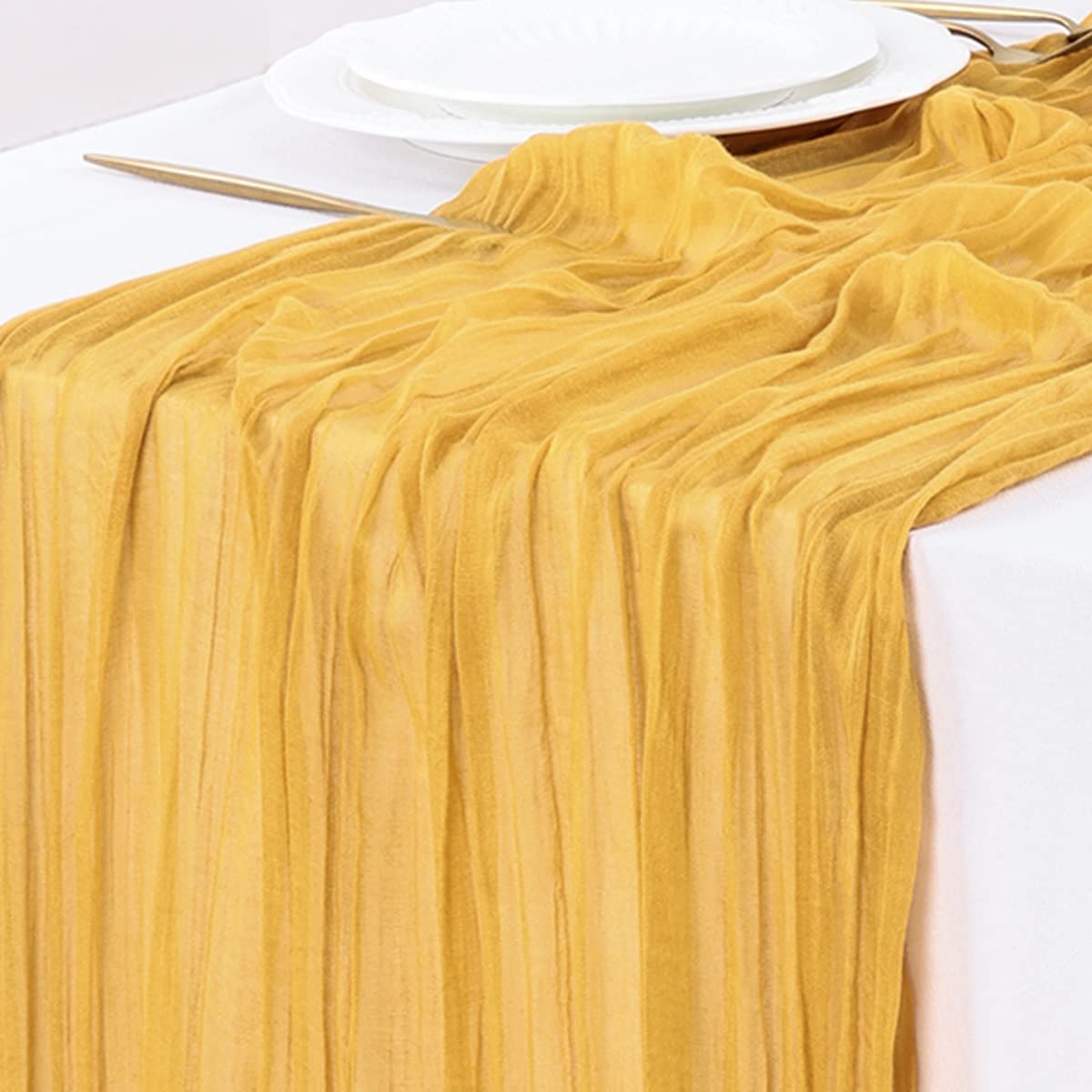 Snapklik.com : Cheesecloth Table Runner 10ft Gauze Boho Rustic Gold ...