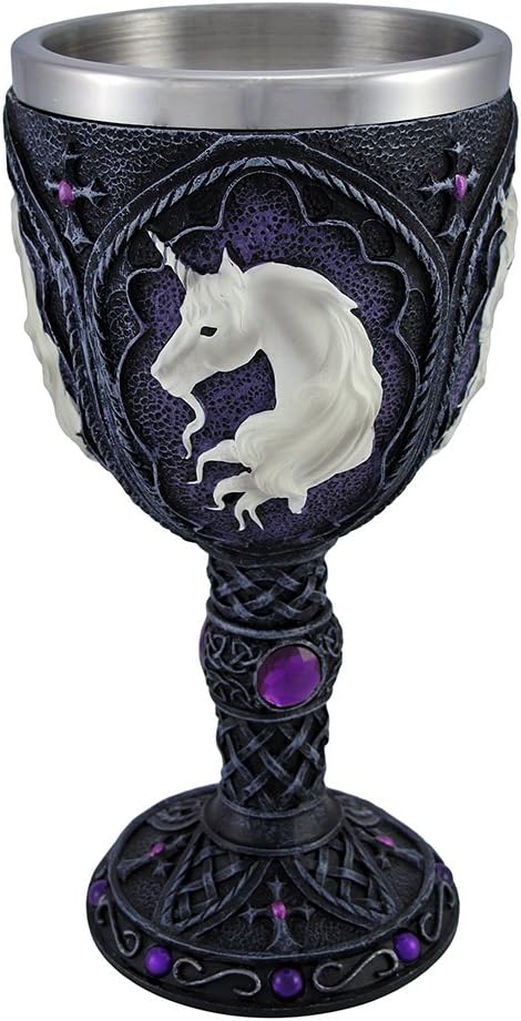 Amazon.com | Black and Purple Celtic Goblet with White Unicorn Head ...