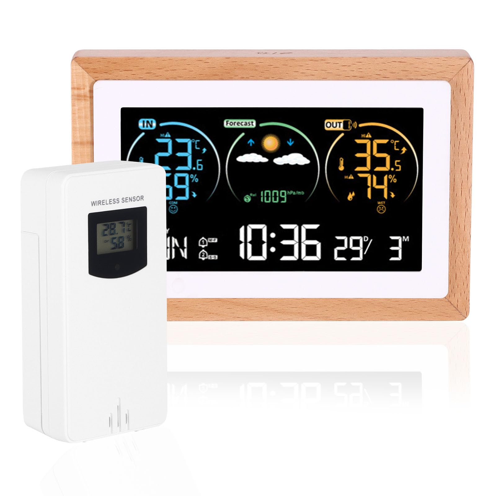 Weather Station with Outdoor Wireless Sensor, Wireless LCD Display ...
