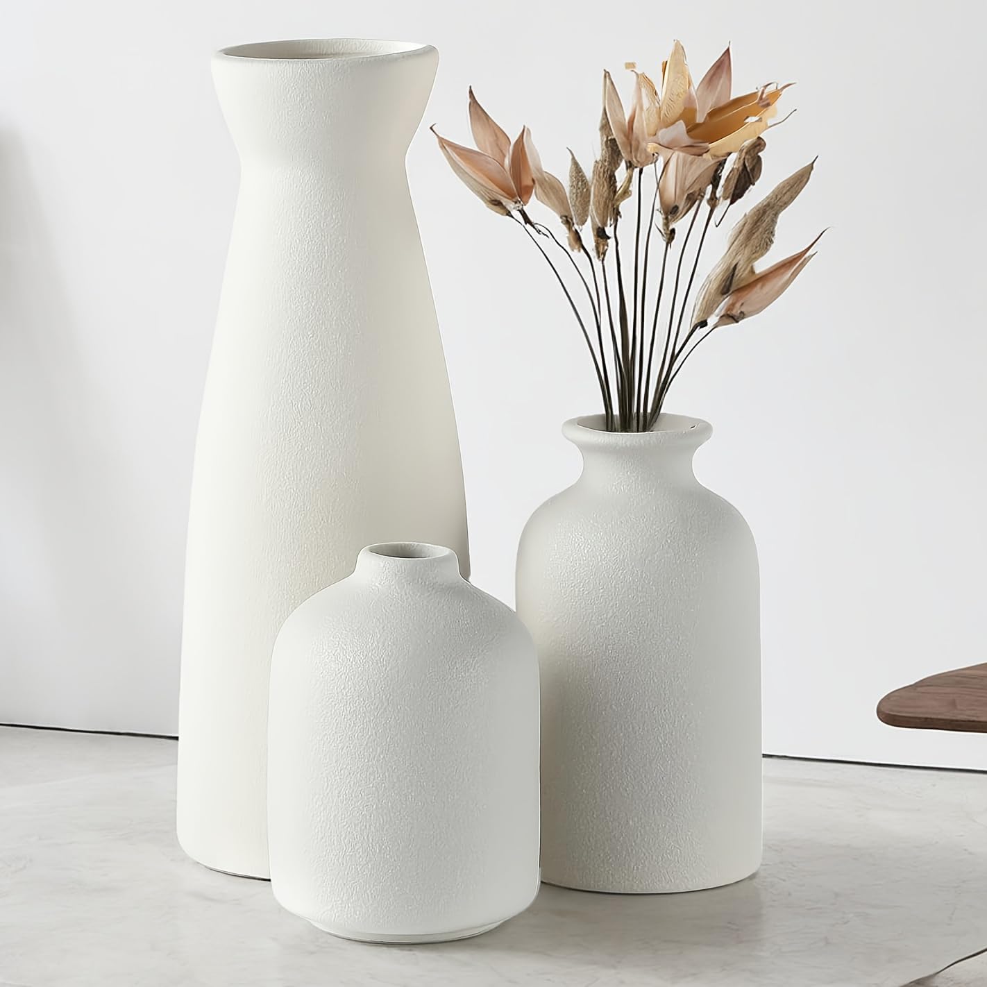 Amazon.com: Sullivans White Ceramic Vase Set, Farmhouse Decor, Home ...