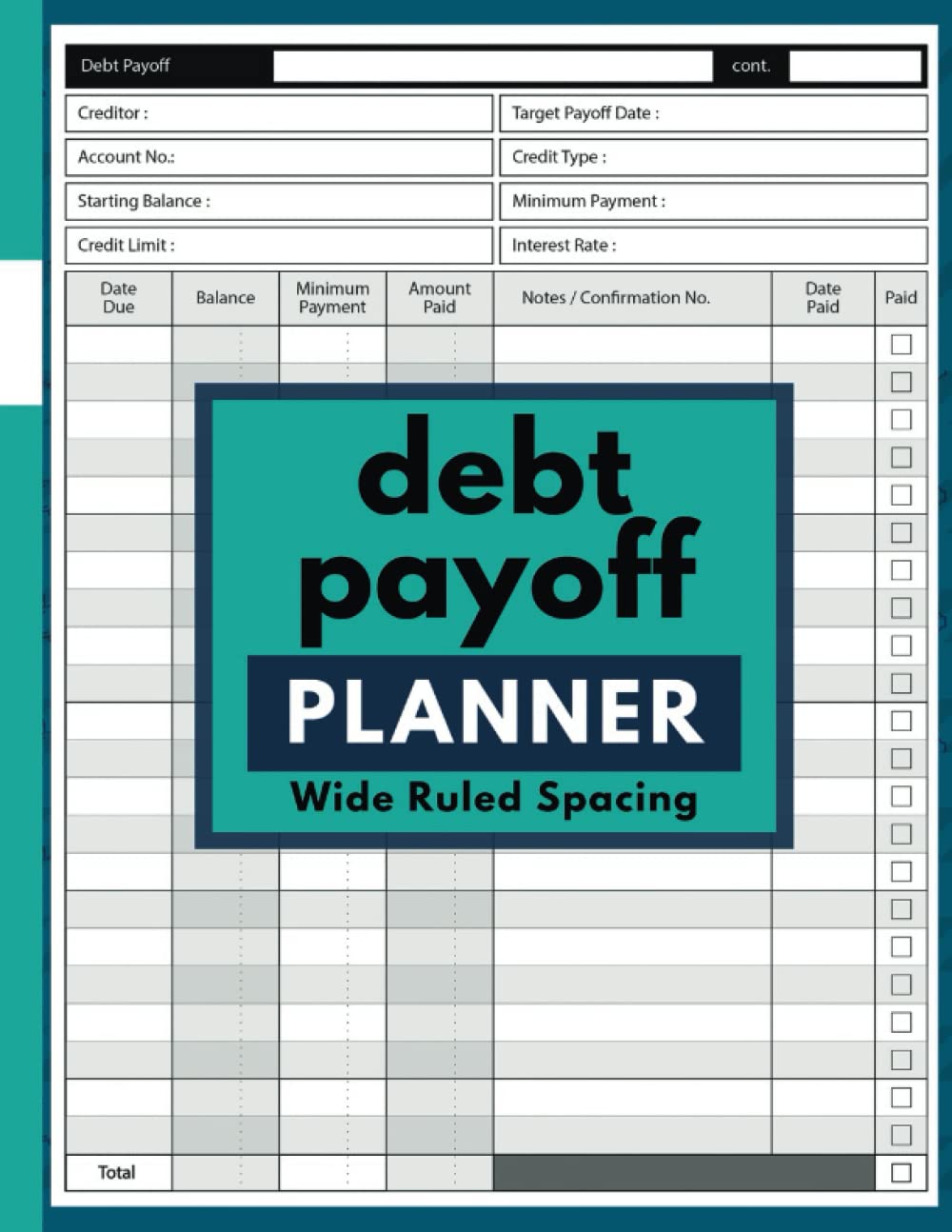 Debt Payoff Planner: Wide Ruled Spacing | for Personal and Professional ...