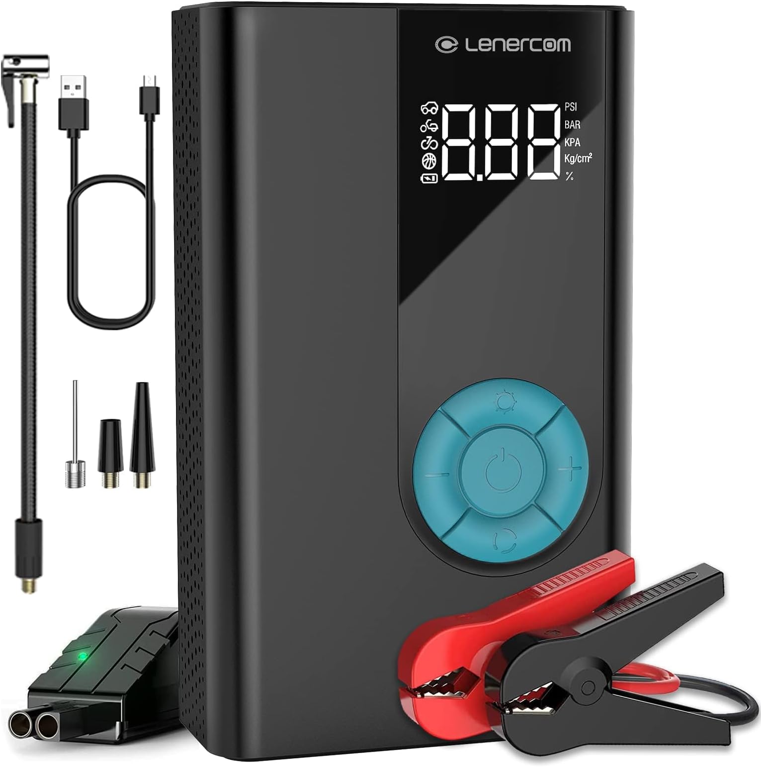 Amazon.com: Jump Starter with Air Compressor,Lenercom 1500A Car Battery ...