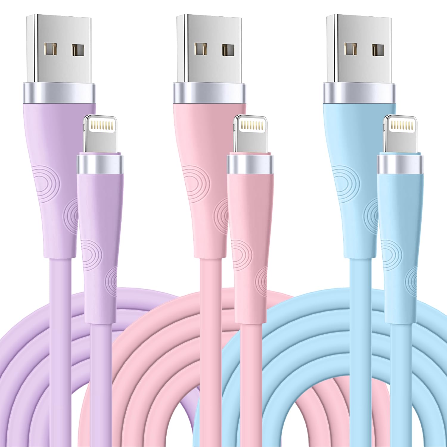 iPhone Charger Cable 3Pack 10FT/2.8M Apple MFi Certified Cable PVC Long ...