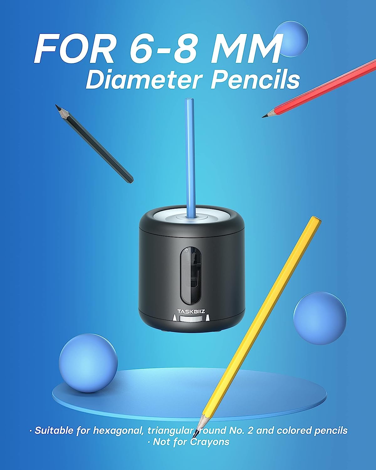 Snapklik.com : Taskbiiz Electric Pencil Sharpener, Battery/USB Operated Portable Automatic ...