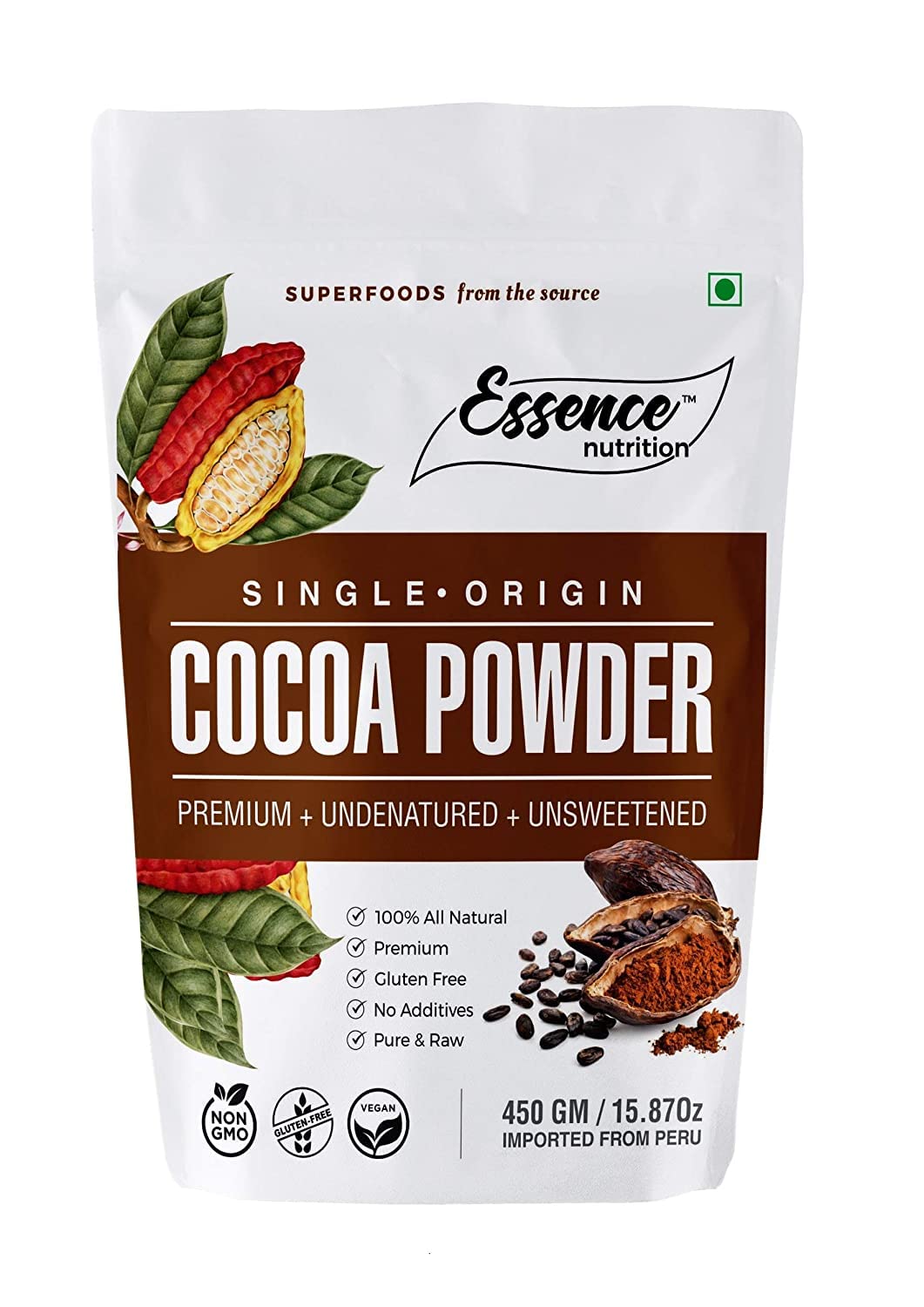 Essence Nutrition Certified Organic Single Origin Cocoa Powder 900 ...