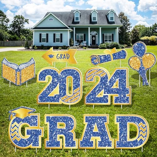 Amazon.com : Graduation Yard Signs Class of 2024 Blue Graduation ...