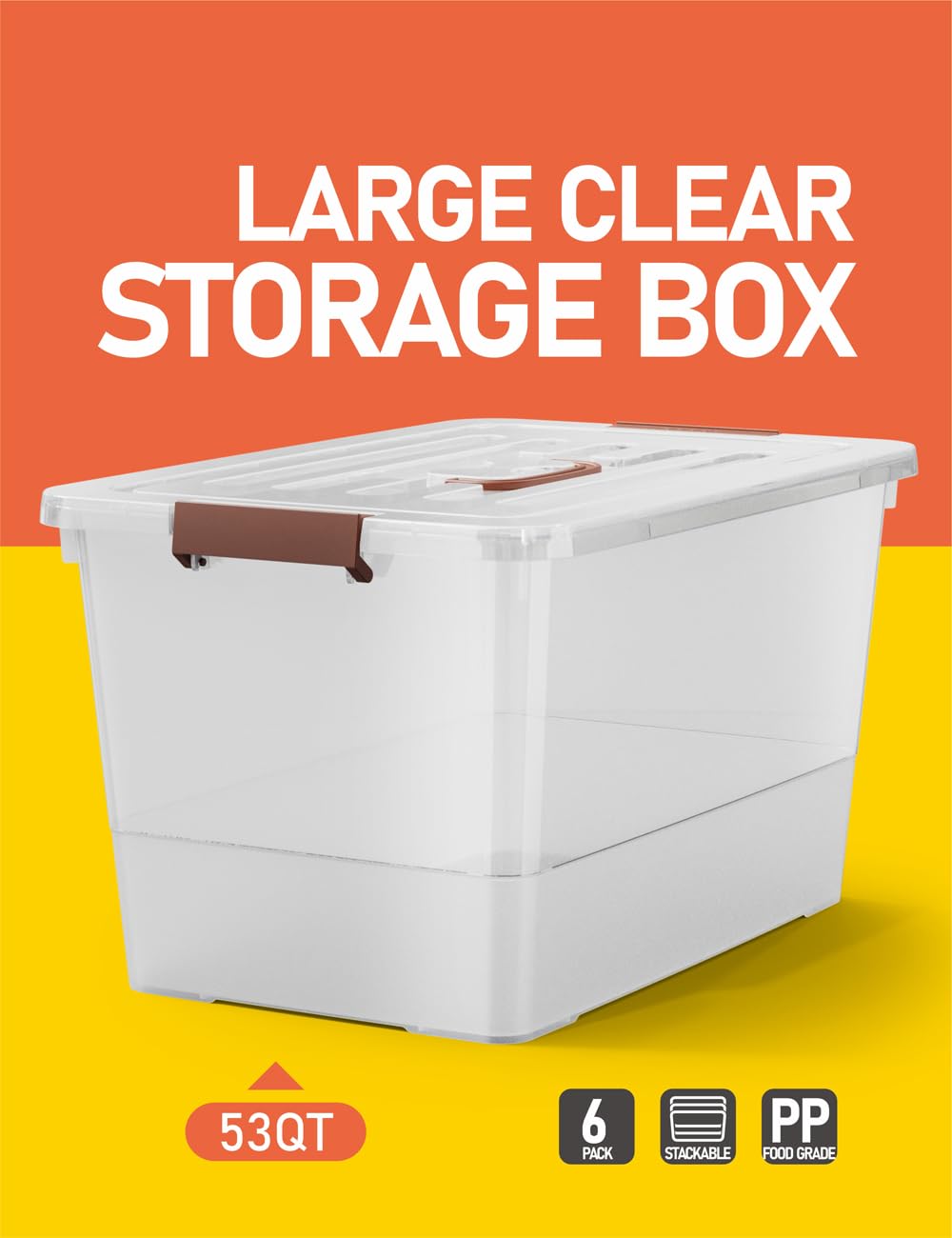 Snapklik.com : WYT 53qt Clear Plastic Storage Bin