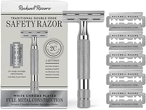 Rockwell Razors 2C Adjustable Double-Edge Safety Razor in White Chrome ...