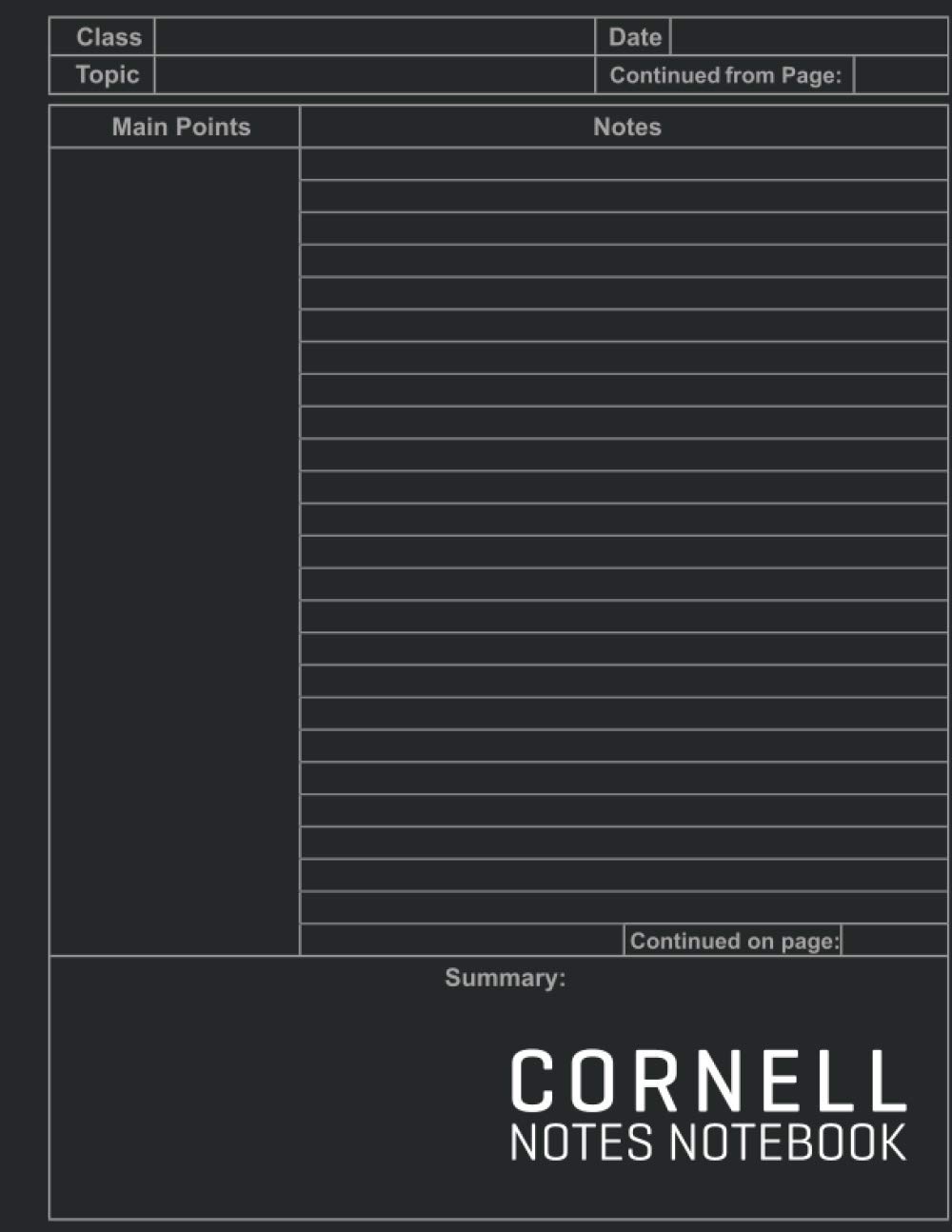 Cornell Notes Notebook: Cornell Style Note Taking Notebook for Students ...
