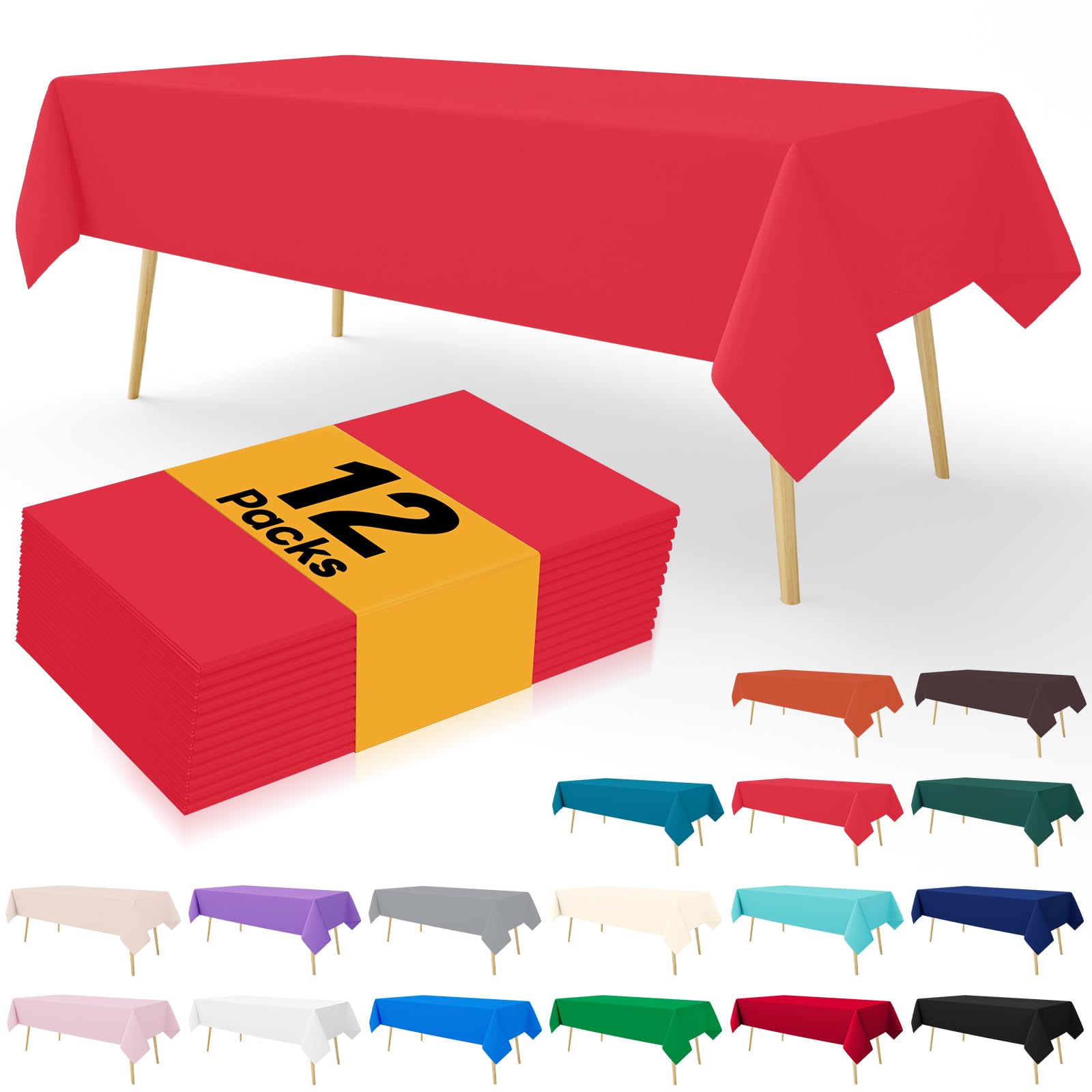 Amazon.com: Smiry Disposable Table Cloth - 12 Pack, 54 x 108 Inch Table ...